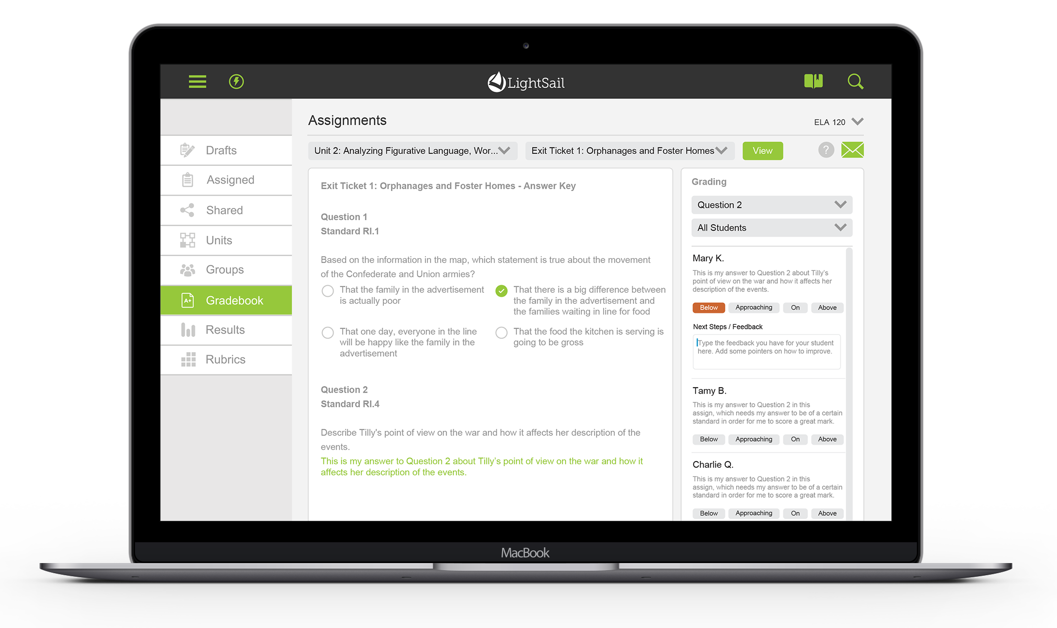Content Builder Teacher View - LightSail Education